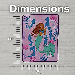 Franco Disney Princess Ariel The Little Mermaid Live Action Movie Kids Bedding Super Soft Plush Micro Raschel Throw, 46 in x 60 in, (Official Licensed Product)