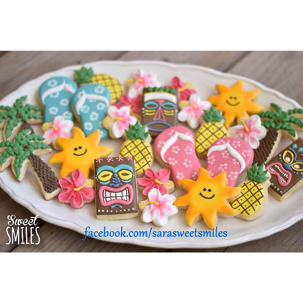 Hawaiian Luau Cookie Cutter 9 Piece Set from The Cookie Cutter Shop - Palm Tree, Hawaiian Shirt, Tiki, Flip Flop, Surfboard Cookie Cutters – Tin Plated Steel Cookie Cutters