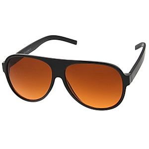 Retro 80s Tear Drop Plastic Aviator Sunglasses w/Blue Blocking Lens (Black)