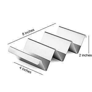 Taco Holders Stainless Steel Set of 2 for Taco Tuesday Taco Night - Sturdy, Easy to Clean & Restaurant Quality Taco Holder Stand - Taco Stands for 3 Tacos - Holds Large Small Hard Soft Shell - 2 Packs