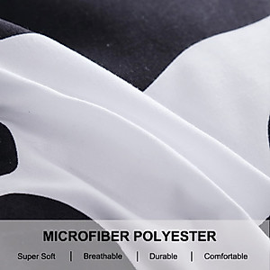 PERFEMET Cow Print Boys Comforter Set Full Size, 3-Piece Black White Geometric Kids Girls Bedding Set, Reversible Plaid Teen Boy Bed Sets with Pillowcases (Full, Black and White)