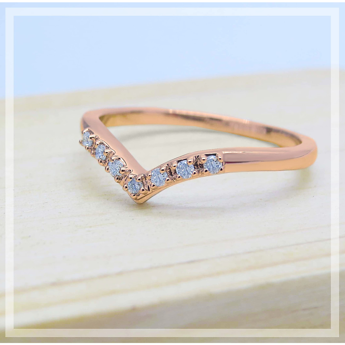 Dazzlingrock Collection 0.10 Carat (ctw) Round White Diamond 7 Stone Chevron Wedding Ring for Her in 14K Rose Gold Size 6