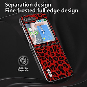 Phone Case Case Compatible with Samsung Galaxy Z Flip 3 5G,Leopard Spots Slim Thin Hard PC Shock Absorption Full Protective Rugged Cove for Galaxy Z Flip 3 5G Phone Cover (Color : Vermelho)