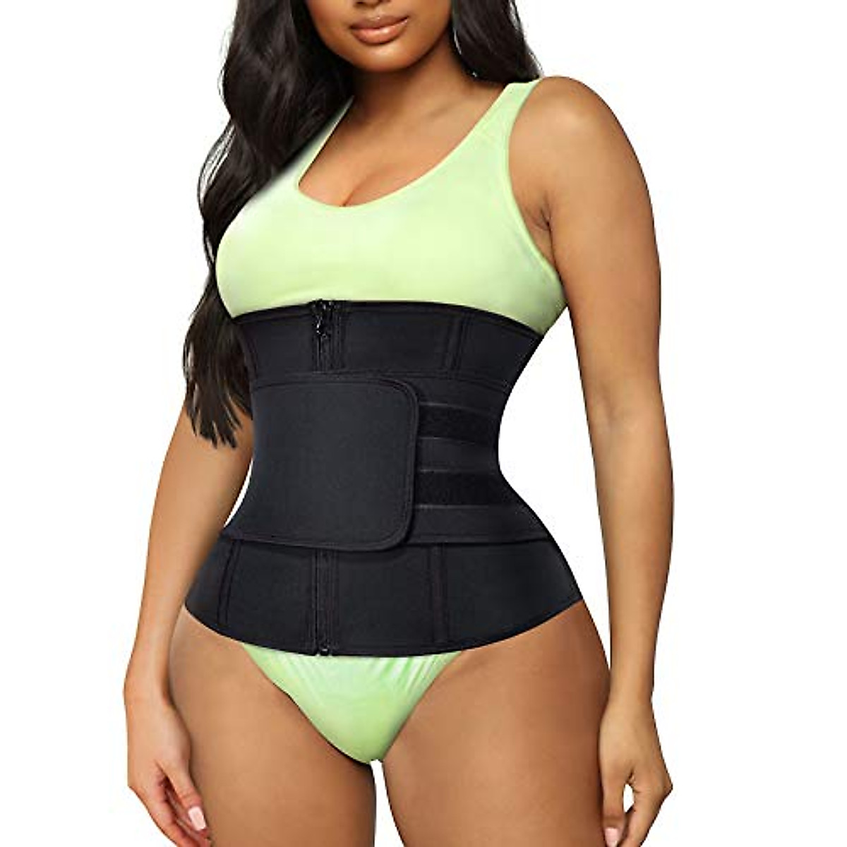 TrainingGirl Women Waist Trainer Cincher Corset Tummy Control Workout Sweat Band Slimmer Belly Belt Weight Loss Sports Girdle (Black, Large)
