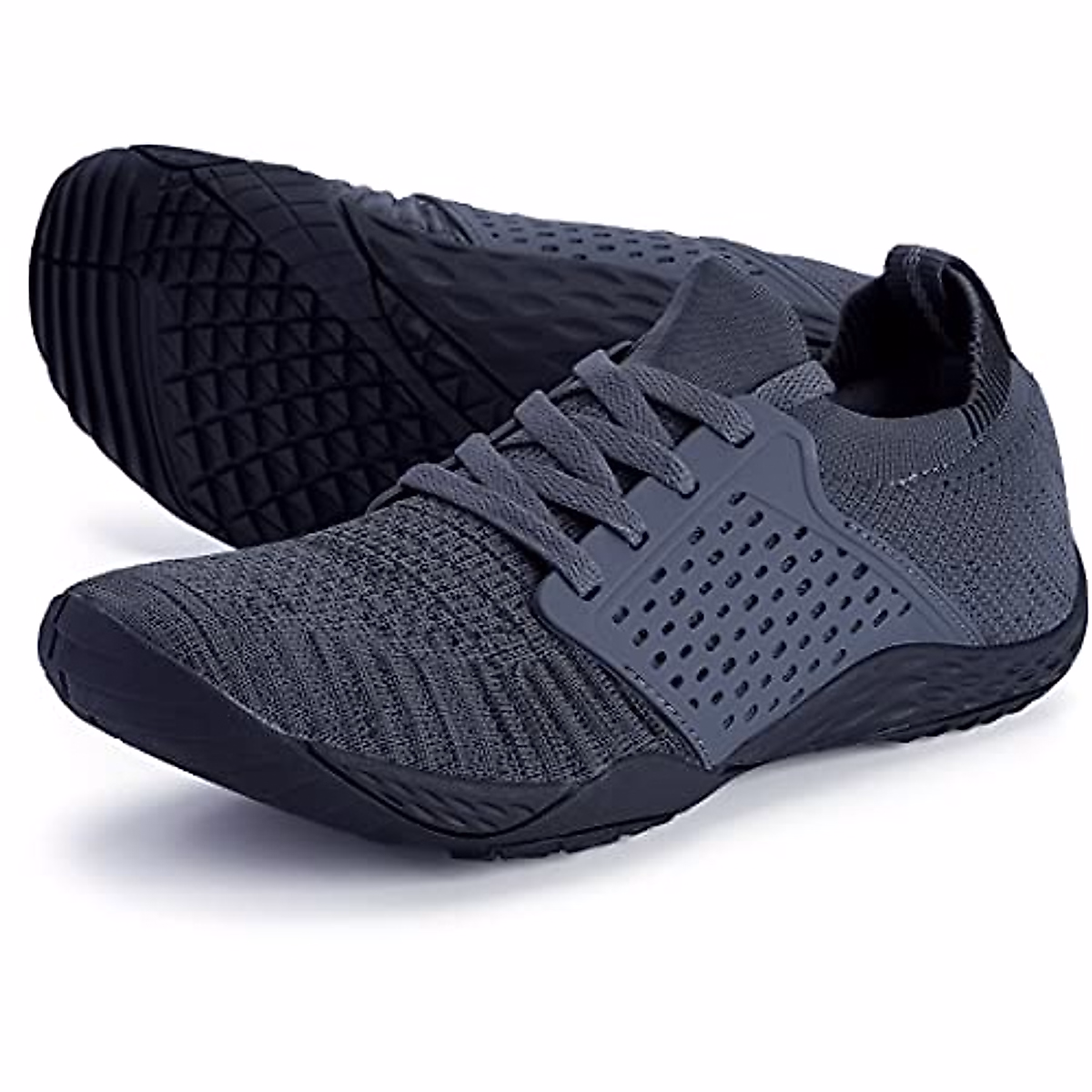 WHITIN Men's Trail Running Shoes Minimalist Barefoot Wide Width Toe Box Size 7.5 Gym Workout Fitness Low Zero Drop Cross Training Lifting Dark Grey 40