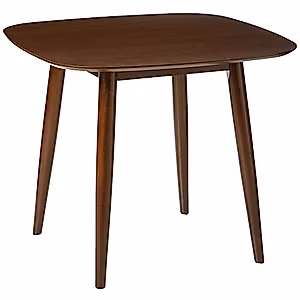 Christopher Knight Home Bass Mid Century Modern Square Faux Wood Dining Table, Walnut Finish, 35.75D x 35.75W x 30H in