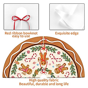 Gingerbread Man Christmas Tree Skirt Xmas Tree Mat Halloween Thanksgiving Christmas Tree Ornaments Decorations Holiday Party Indoor Outdoor 30"