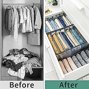 6 Packs Clothes Drawer Organizer,Closet Organization,Clothes Organizer for Folded Clothes,Mesh Separation Box for Thin Jeans,Foldable Closet Drawer Storage Box,for Thin Jeans,Pants,T-Shirts,Leggings