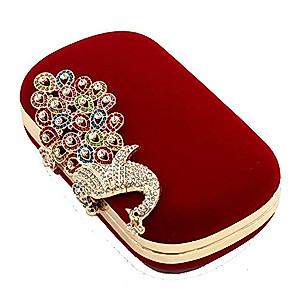 Kingluck Womens Evening Clutch Cocktail Wedding Party Handbag Clutch Purse Decorative Drill, Red, L16*w10*6cm