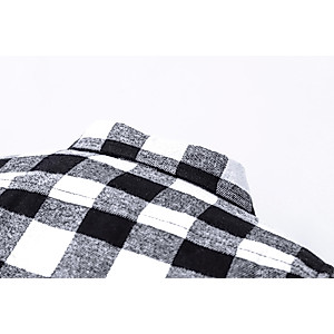 SANGTREE Mens Flannel Plaid Shirts Casual Long Sleeve Button Down Shirt Dad and Son Matching Shirts (Black White, XXL)