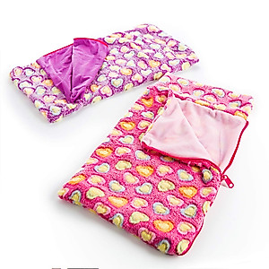 The Queen's Treasures 18 Inch Doll Accessories, Set of 2 Soft Sleeping Bag Bedding (1 Pink and 1 Purple), Compatible with American Girl