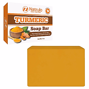 Turmeric Soap Bar for Face & Body - All Natural Turmeric Skin Soap - Turmeric Face Soap Reduces Acne, Fades Scars & Cleanses Skin - 4 Oz Turmeric Bar Soap for All Skin Types Made in USA