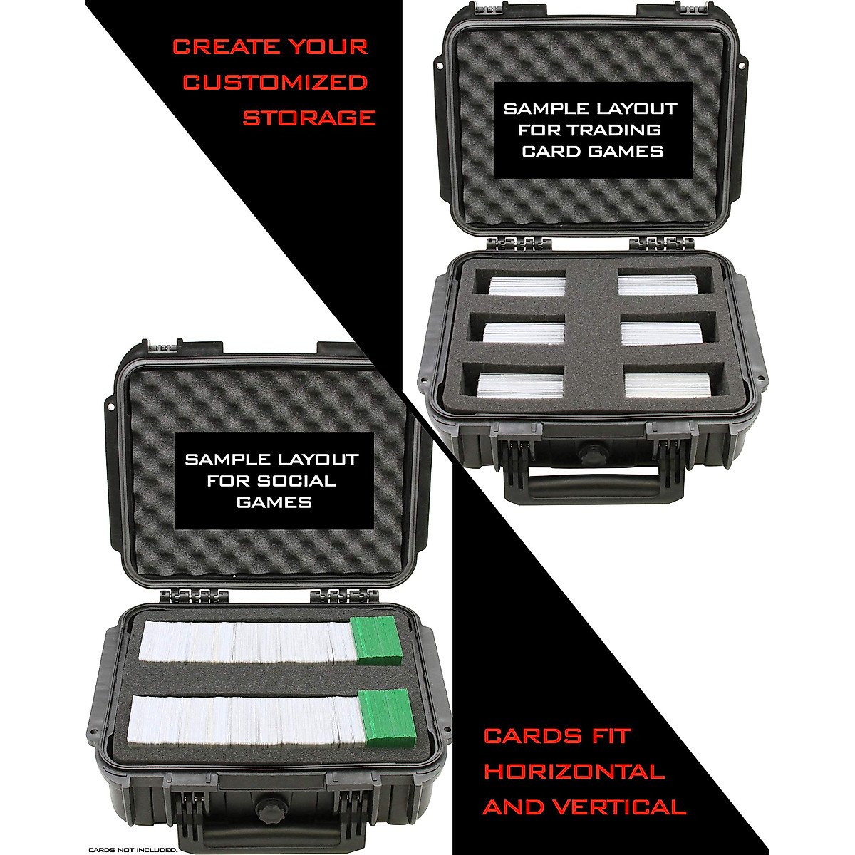 CASEMATIX Waterproof Trading Card Case for 1000+ Cards - Hard Shell Trading Card Box with Customizable Foam Compatible with Magic The Gathering, Cards Against Humanity, PSA Sports Cards & More