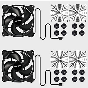 upHere USB Computer Fan Black,Dual 120mm Fan,Silent Fan for Computer Cases Computer Cabinet PlayStation Xbox Cooling,U1203