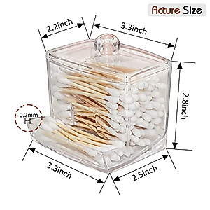Qihomy Square Cotton Swab Storage Container - Transparent Apothecary Jars With Lids Unbreakable Cotton Ball Qtip Holder With 2 Types Take Out Ways Bathroom Canisters Jars