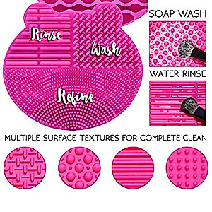 Makeup Brush Cleaning Mat,2 in 1 Makeup Brush Holder for Washing and Holder, Silicone Scrubber Pad for Drying Rack Cosmetic Clean Tools, 1 Pack
