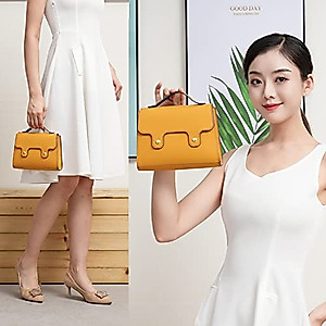 KUMarte Crossbody Bags For Women Vegan Yellow Leather Cute Phone Designer Waterproof Crossbody Bag Adjustable Shoulder Straps Handbag Purse Bag Girl Messenger Satchel Bag