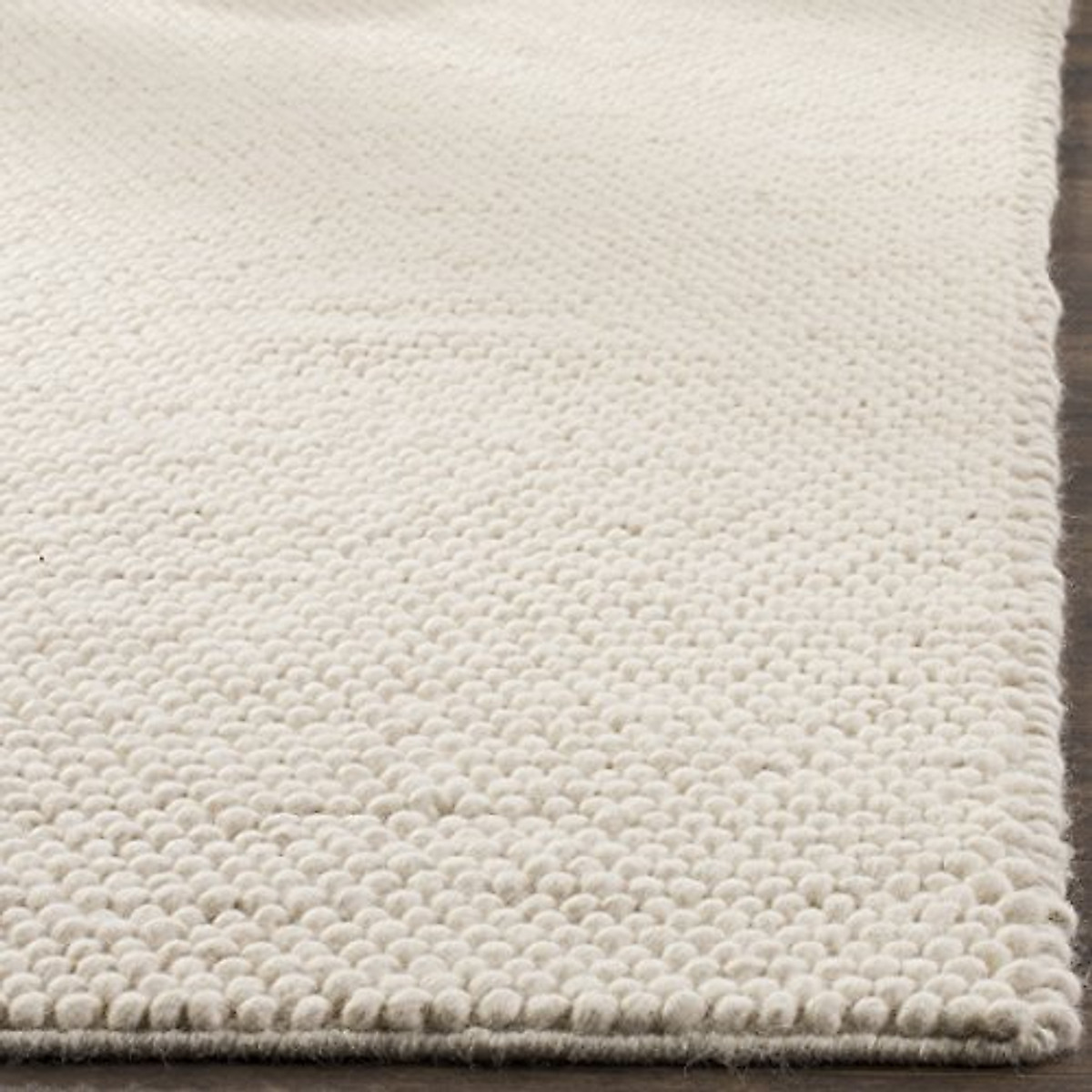 Safavieh Natura Collection Area Rug - 8' Square, Ivory, Handmade Wool, Ideal for High Traffic Areas in Living Room, Bedroom (NAT620A)