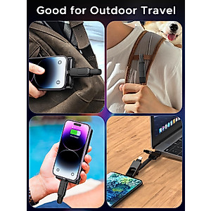 Multi Charging Cable EDC Travel Portable Keychain Charger Cable with PD Ultra-Fast Charging Power, Magnetic 4 in 1 USB C Cable for iPhone 15/15 Pro/ 15 Plus/ 15 Pro Max/MacBook Samsung (Lava Black)