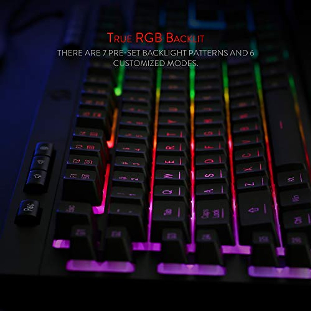Redragon K512 Shiva RGB Backlit Membrane Gaming Keyboard with Multimedia Keys, Quiet Mechanical Feeling Keyboard, 6 Extra On-Board Macro Keys, Dedicated Media Control, Detachable Wrist Rest