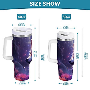 ARGTILDN 40 oz Tumbler Wolf Cloud Galaxy Insulated Travel Mug with Handle and Straw Lid Stainless Steel Vacuum Coffee Cup Tea Beverage Container Water Bottles for Car Sports office
