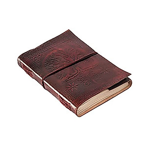 Leather Journal Diary Embossed Large Tree Notebook for Writing Leather Diary Handmade Leather Journal Gbag (T)