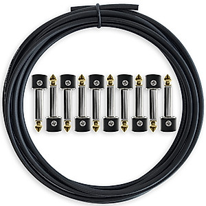 Crosby Solderless Pedalboard Cable Kit - No Cable Stripping Required, 10 Feet of Cable & 10 Gold Tip Connectors with Magnetic Screws & Screwdriver Make 5 DIY Custom Patch Cables