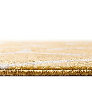 Rugs.com Lattice Frieze Collection Rug – 4' x 6' Yellow Medium Rug Perfect for Living Rooms, Large Dining Rooms, Open Floorplans