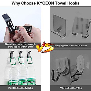 CFGROW Heavy Duty Adhesive Hooks, 6 Packs Silver, Coat Robe Clothes Bath Towel Hook with Strong Glue Ceiling Hanger Hold 22 lbs for Home Bathroom Kitchen Modern Hotel, No Drill Wall Mounted Holders