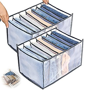 TOOVREN 2PCS Wardrobe Clothes Organizer (7 Grids) + 2PCS Bra Drawer Organizers (6 Grids)