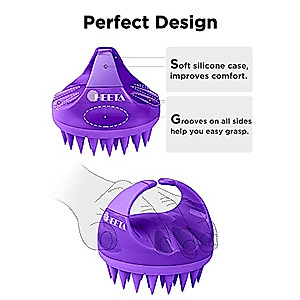 HEETA Shampoo Brush, 2-Pack Upgraded Wet and Dry Hair Scalp Massager Brush with Soft Silicone Hair Brush for Women, Men, Pets(Black & Purple)