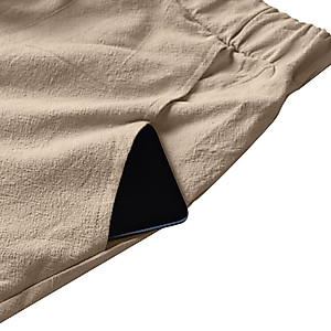 LVCBL Linen Pants for Men Elastic Waist Men's Linen Casual Pants,Khaki,M