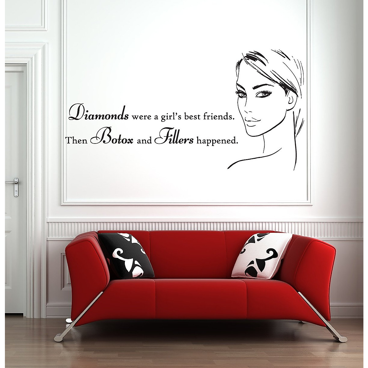 Botox Filling Skin Care Wall Decal Treatment Facial Beauty Salon Wall Decor Woman Face Quote TR007