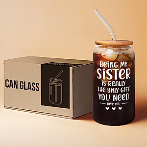 Gifts for Sister - Sister Gifts from Sister, Brother - Birthday Gifts for Sister, Sister Birthday Gifts from Sister - Funny Gifts for Sister - Christmas Gifts for Sister Women - 20 Oz Can Glass