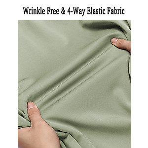 COOFANDY Men's Summer Untucked Stretch Shirt Casual Button Down Short Sleeve Muscle Shirts Light Green