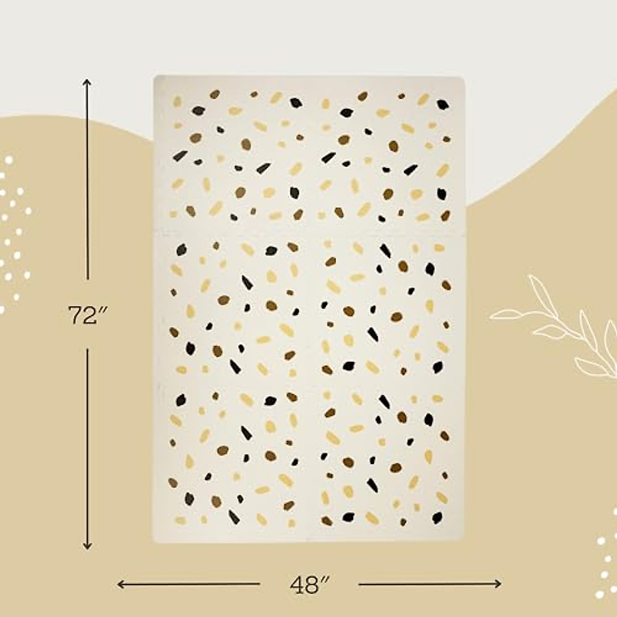 Stylish Baby Play Mat 72x48 Inches - 6 XXL Foam Floor Tiles for Kids Terazzo Design - 20% Thicker Playmat for Baby Crawling, Tummy Time, Playpen - Non-Toxic, Odorless Foam Play Mat for Floor