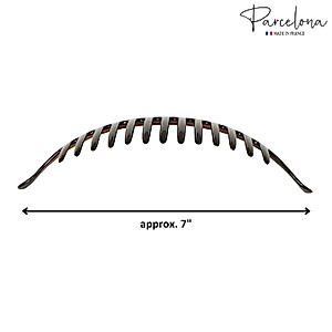 Parcelona French Banana Wide Edge Tortoise Shell Brown Extra Large 7” Celluloid 13 Teeth Set of 2 Side Hair Combs for Women and Girls