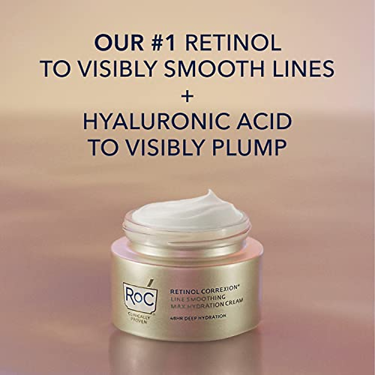 RoC Retinol Correxion Max Daily Hydration Anti-Aging Daily Face Moisturizer with Hyaluronic Acid, Oil Free Skin Care Cream for Fine Lines, Dark Spots, Post-Acne Scars, 1.7 oz (Packaging May Vary)
