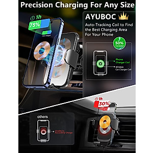 Wireless Car Charger for Samsung Galaxy Z Flip, 15W Charging [AUTO Moving Coil], Dash Air Vent Auto-Clamping Car Phone Holder Charger Mount Wireless Charging for iPhone 15/14/13, Galaxy Z Flip 5/4/3