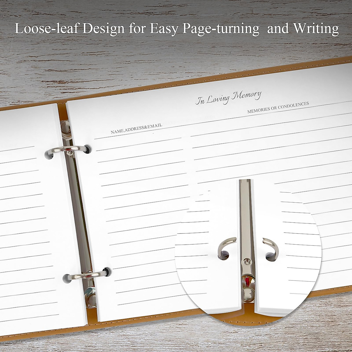 Funeral Guest Book for Memorial Service, Black Leather Celebration of Life Guest Book with Pen, 120 Pages Loose-leaf In Loving Memory Funeral Registry Sign in Book for Mourning Honoring Loved Ones