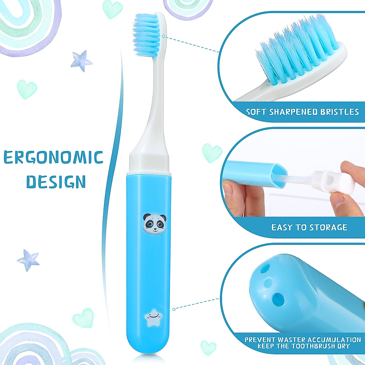 8 Pack Soft Travel Toothbrushes Mini Toothbrush Portable Toothbrush with Case Camping Toothbrush Pocket Toothbrush for Home School Business Trip Hiking, 4 Colors