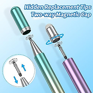 Stylus Pens for Touch Screens(3 Pcs), High Precision Magnetic Disc Universal Stylus Pen for iPad Compatible with Apple/iPhone/iPad/Android/Microsoft Tablets (Green Gold/Purple Blue)