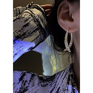 Cross Curved Earrings Zircon Curved Drop Earrings for Women Stick Front Back Piercing Hypoallergenic Ear Cuff