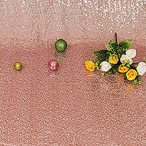 TRLYC Rose Gold Sequin Backdrop Curtains 2 Panels 2x8ft Glitter Rose Gold Curtains Decoration for Wedding Dirthday Party Christmas