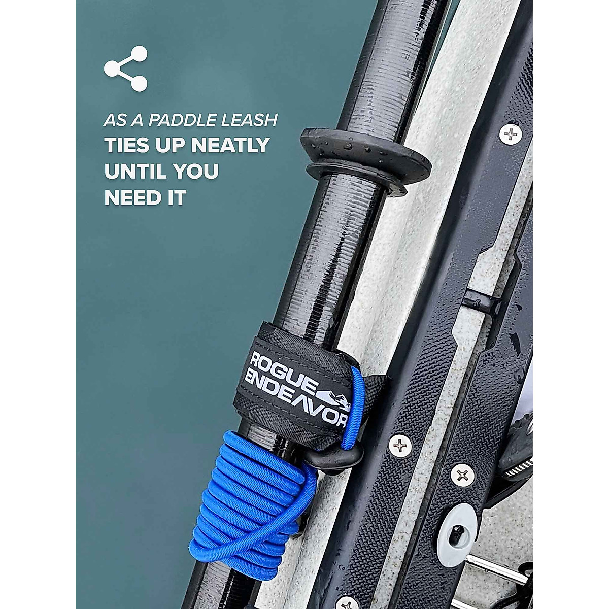 Rogue Endeavor Fishing Rod Leash & Kayak Paddle Leash Kit, Kayak Fishing & Paddle Boarding - 48" Shock Cord, Quick Release Clip, Neoprene Lined Strap and Carrying Bag (Set of 2) (Blaze Orange, 48)