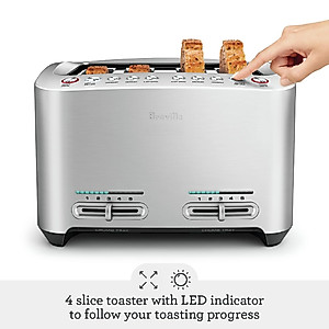 Breville BTA840XL Die-Cast 4-Slice Smart Toaster, Stainless Steel