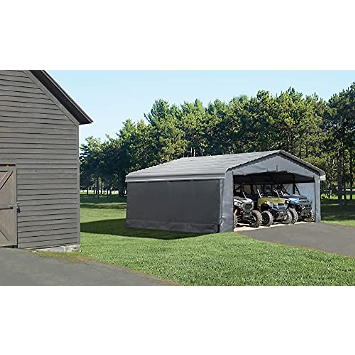 Arrow Carports Enclosure Kit for Galvanized Steel Carport, Fabric Carport Wall Panels, 20' x 20' x 7'