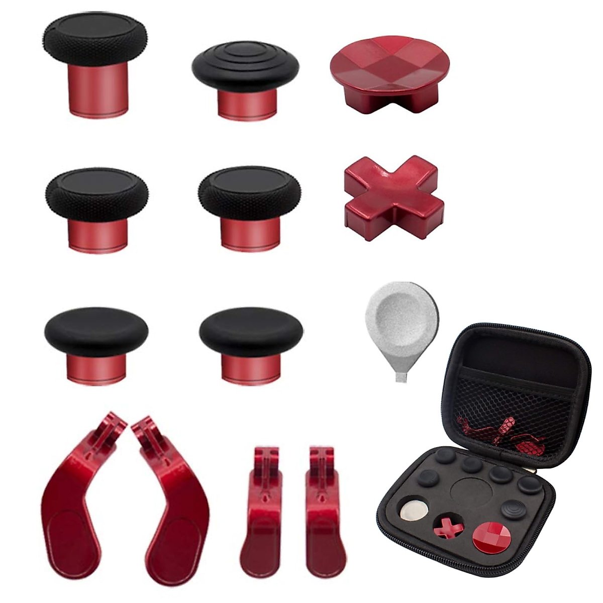Easegmer Plating Elite Series 2 Kits - 13 in 1 Metal Swap Thumbsticks Joysticks, Trigger Paddles, D-pads and Tool for Xbox Elite Controller Series 2 Model 1797, Elite Series 2 Core Controller (Red)
