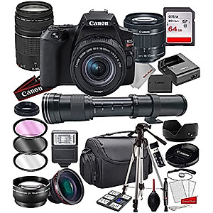Rebel SL3 DSLR Camera with 18-55mm is STM Zoom Lens & 75-300mm III Lens Bundle + 420-800mm Zoom Telephoto Lens + 64GB Memory, Case, Tripod, Filters and More