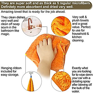 SUPERWASH PLUS Microfiber Towel for Cars Detailing Wash Polishing, Super Absorbent Premium Plush Microfiber Cloth for Household Cleaning, 16 x 14 in - 3 Pack